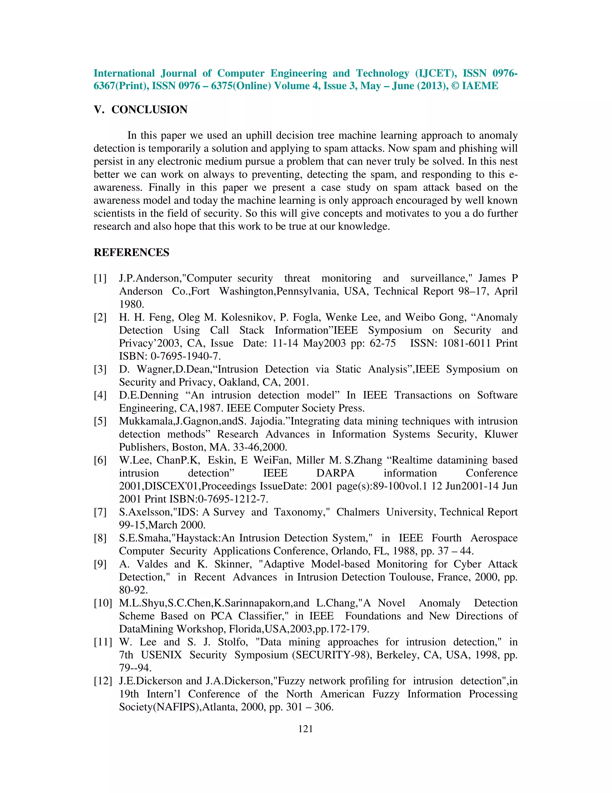 Machine learning approach to anomaly detection in cyber security | PDF