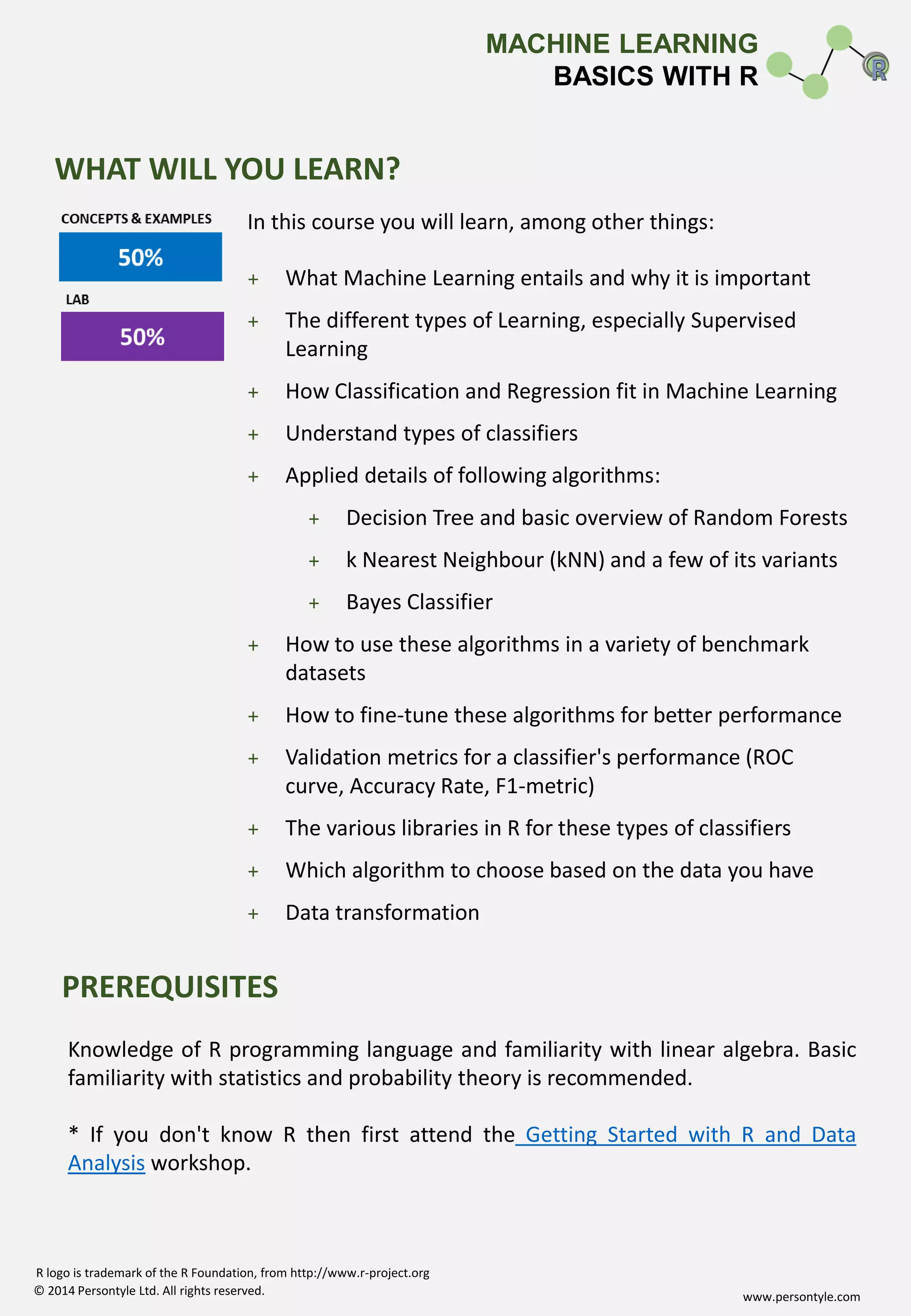 Course - Machine Learning Basics with R | PDF