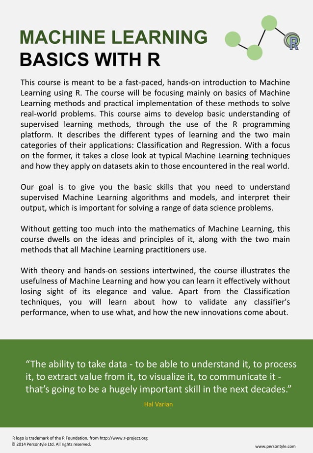 Course - Machine Learning Basics with R | PDF