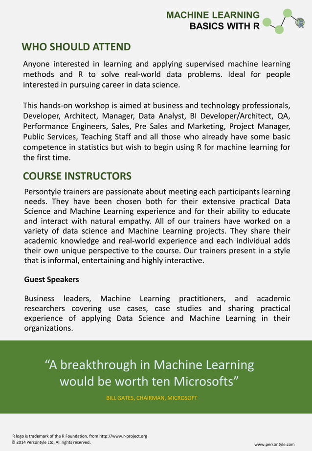 Course - Machine Learning Basics with R | PDF