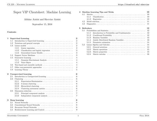 Machine learning cheat sheet | PDF | Web Development | Internet