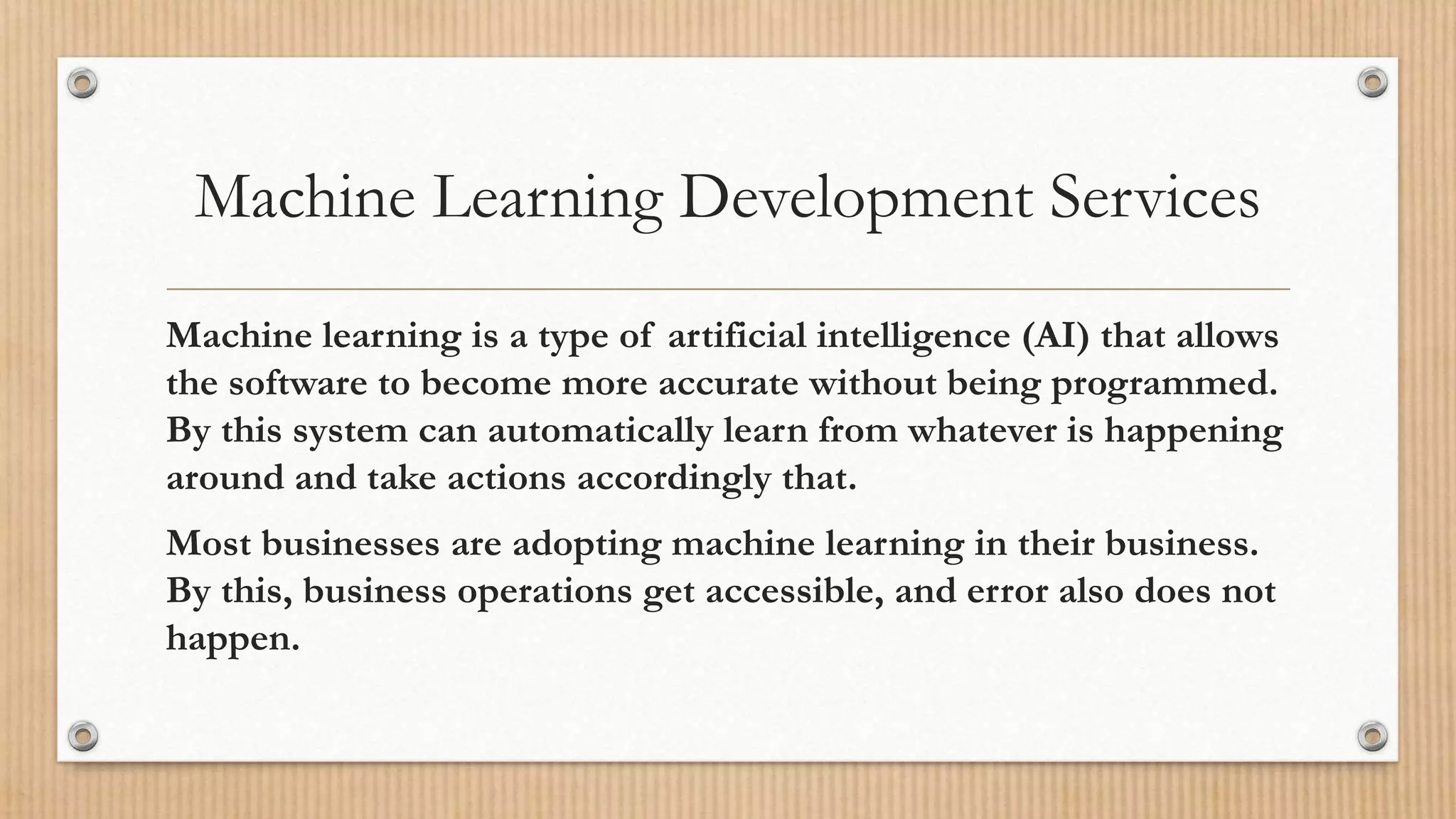 Machine learning development services | PPT