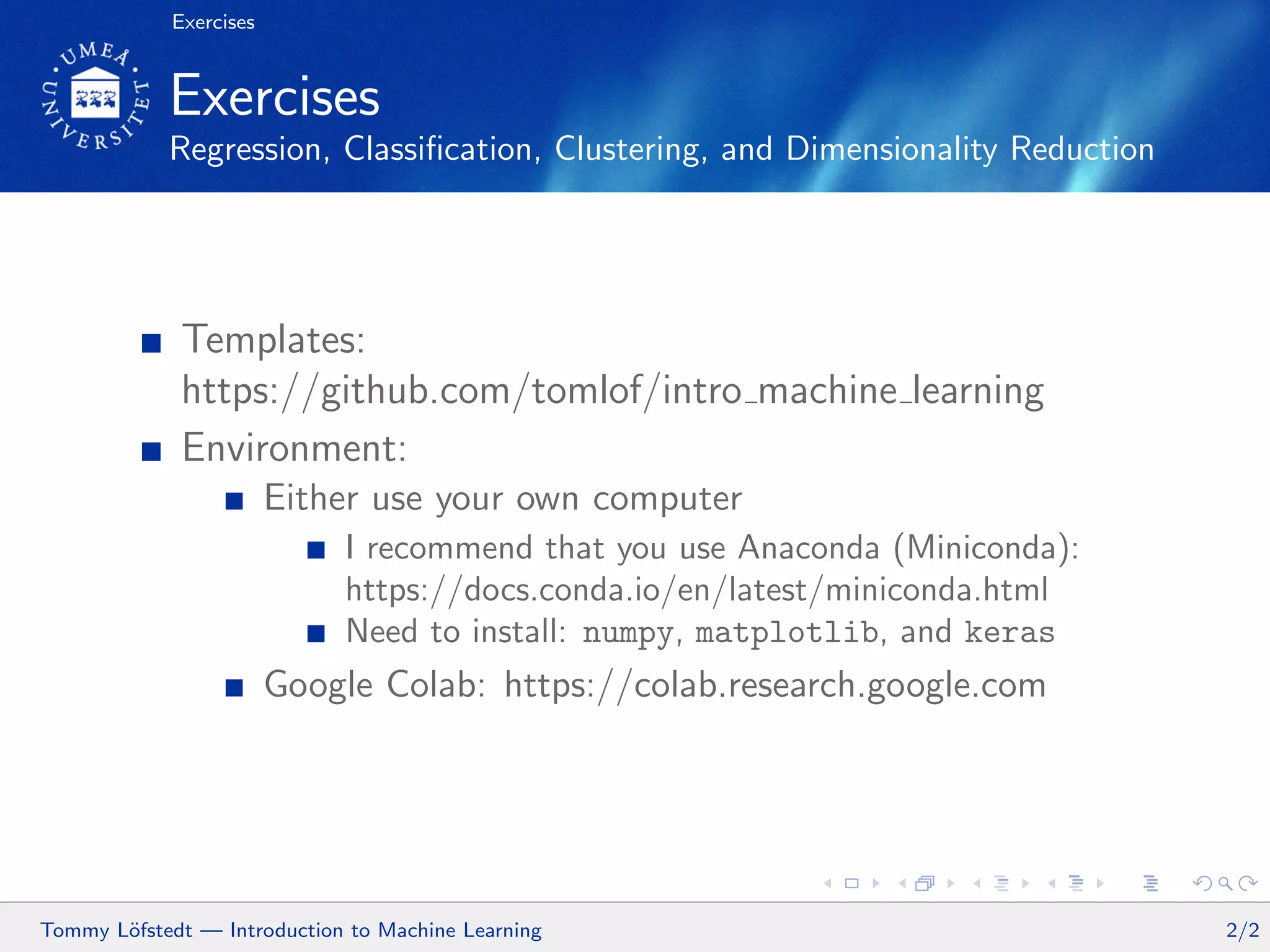 Machine Learning: exercises | PPT