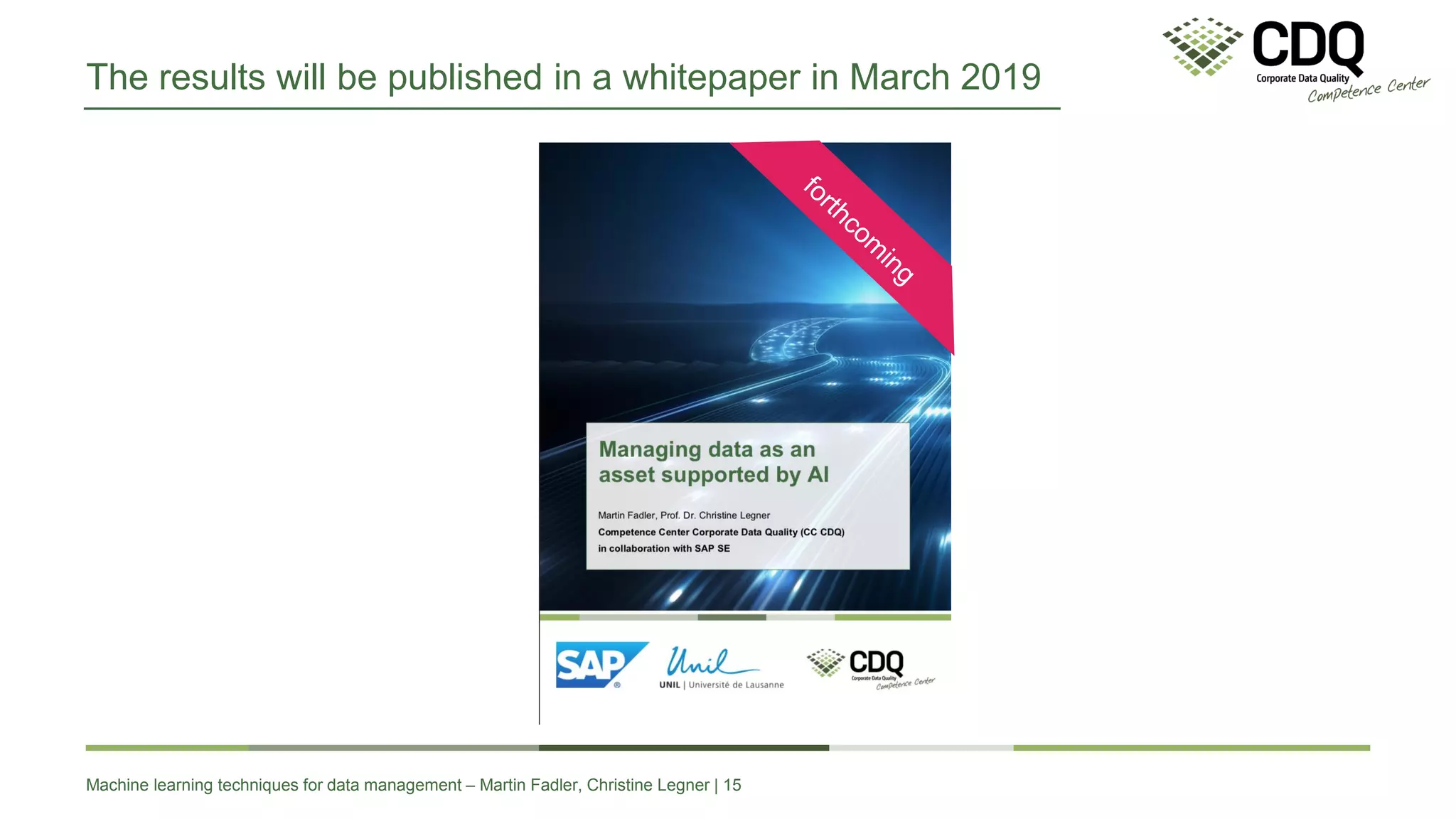 Machine learning for data management - Competence Center Corporate Data ...