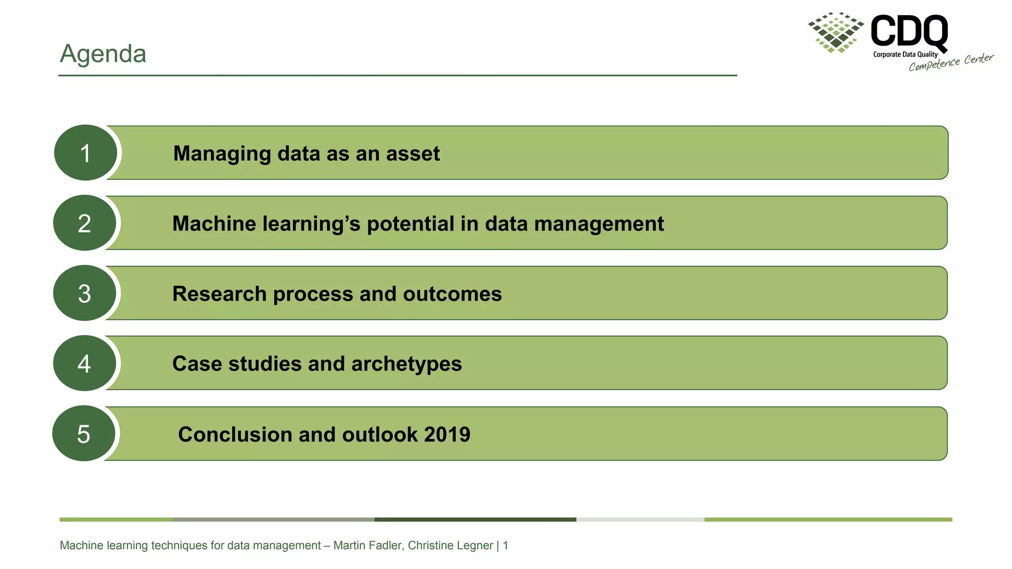 Machine learning for data management - Competence Center Corporate Data ...