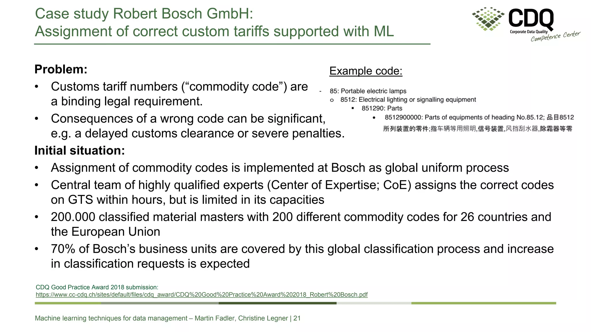 Machine learning for data management - Competence Center Corporate Data ...
