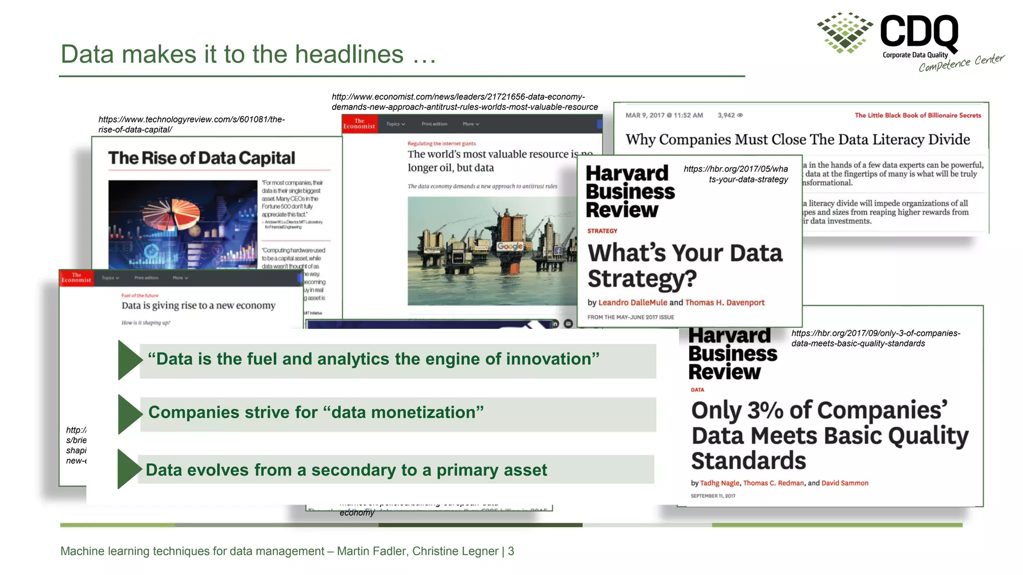 Machine learning for data management - Competence Center Corporate Data ...