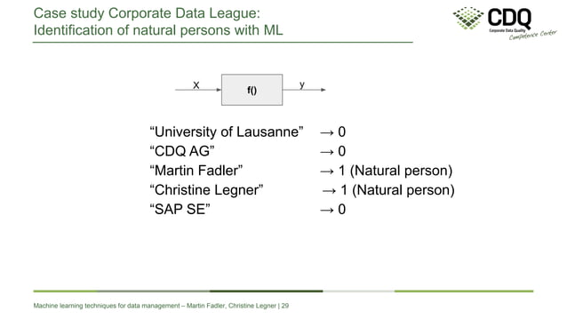 Machine learning for data management - Competence Center Corporate Data ...
