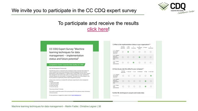 Machine learning for data management - Competence Center Corporate Data ...