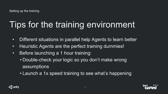 Machine Learning in Unity - How to give your game AI a real brain | PPT