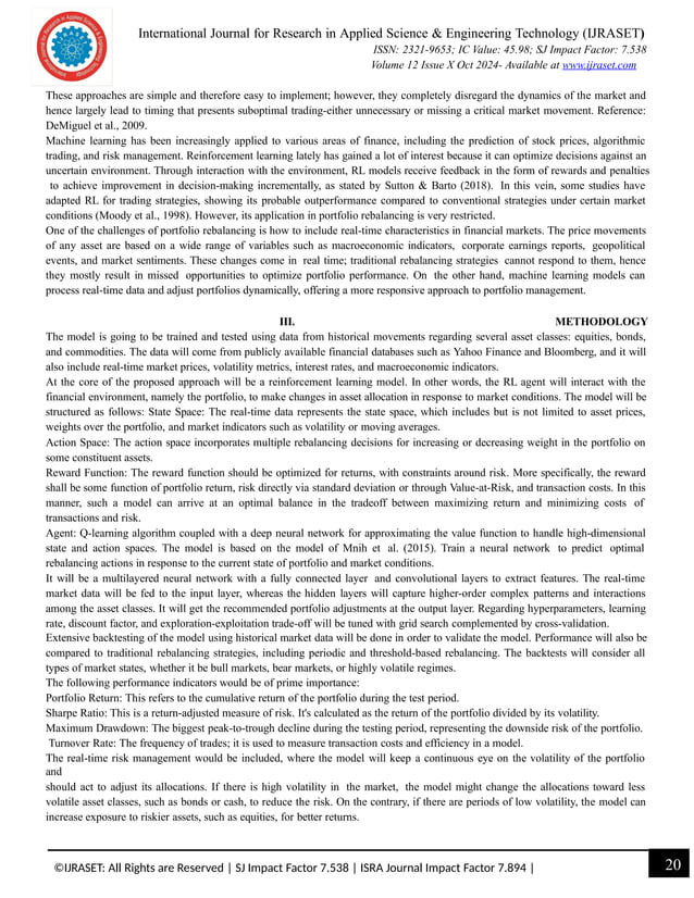 Real-Time Portfolio Rebalancing with Machine Learning: Optimizing Financial Performance | PDF