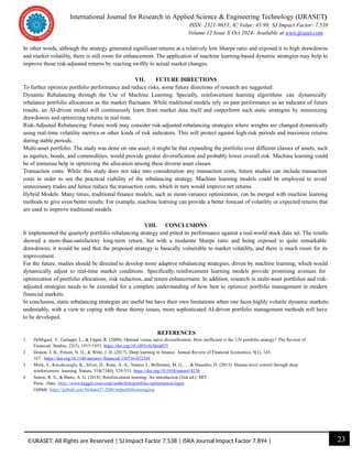 Real-Time Portfolio Rebalancing with Machine Learning: Optimizing Financial Performance | PDF