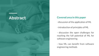 Machine learning for software engineering | PPTX