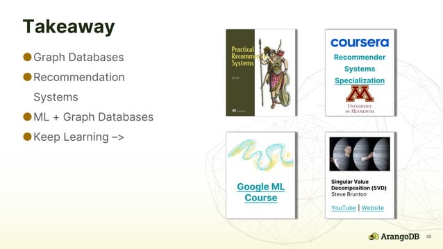 Machine Learning + Graph Databases for Better Recommendations | PPT