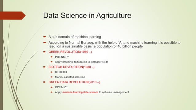 Machine Learning in Agriculture Module 1 | PPTX