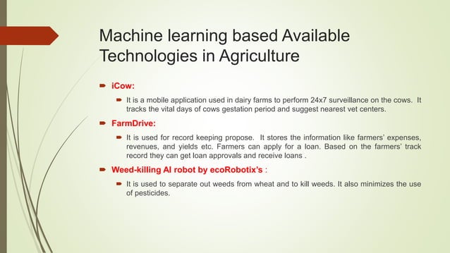 Machine Learning in Agriculture Module 1 | PPTX