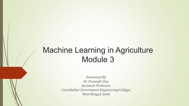 Machine Learning in Agriculture Module 3: linear regression | PPTX