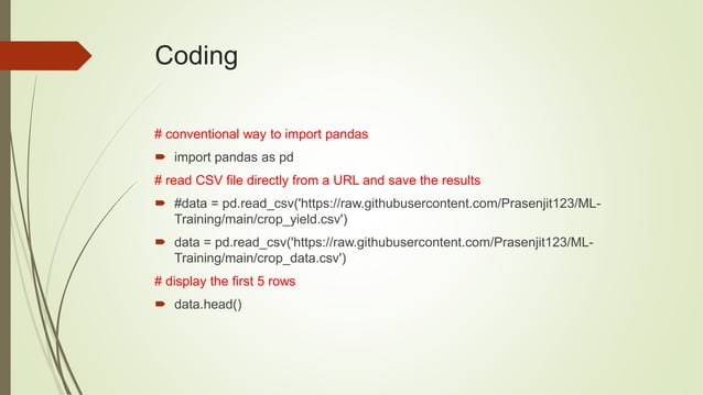 Machine Learning in Agriculture Module 3: linear regression | PPTX