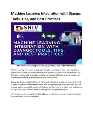 Integrating Machine Learning with Django: A Practical Guide | PDF