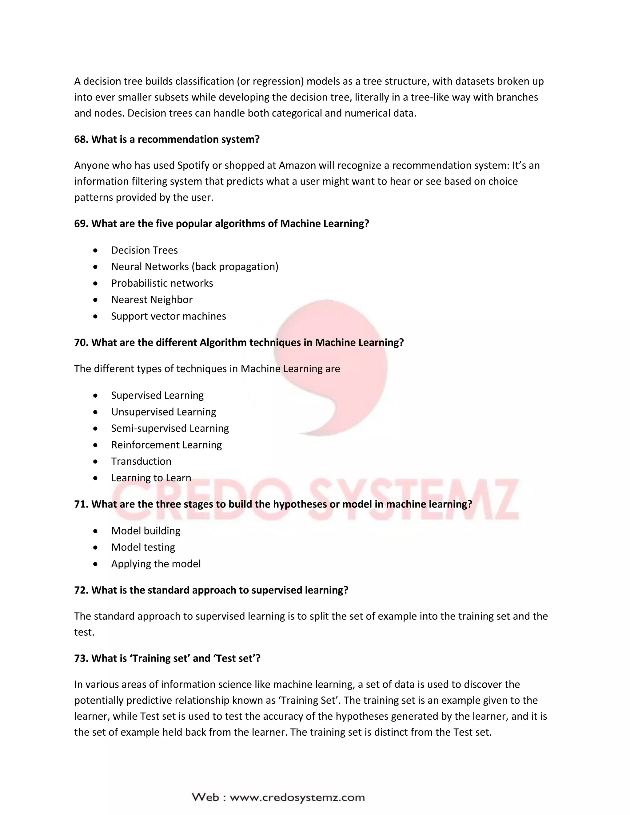 Machine learning interview questions and answers | PDF | Computing ...