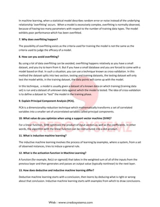 Machine learning interview questions and answers | PDF | Computing | Technology & Computing