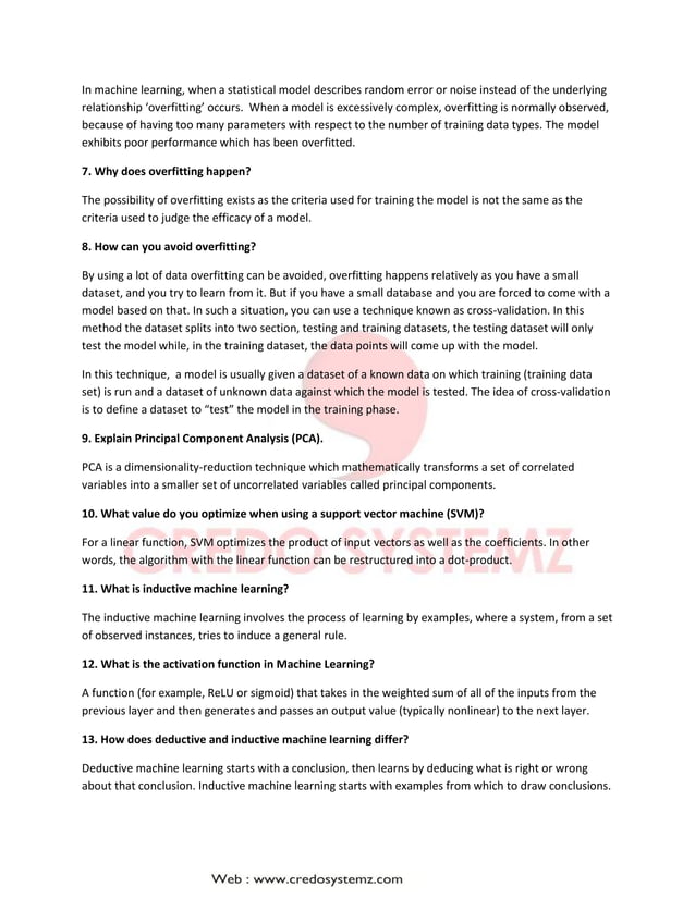 Machine learning interview questions and answers | PDF | Computing ...