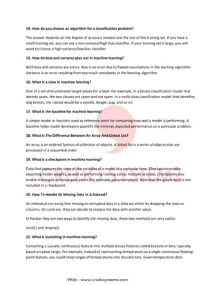 Machine learning interview questions and answers | PDF