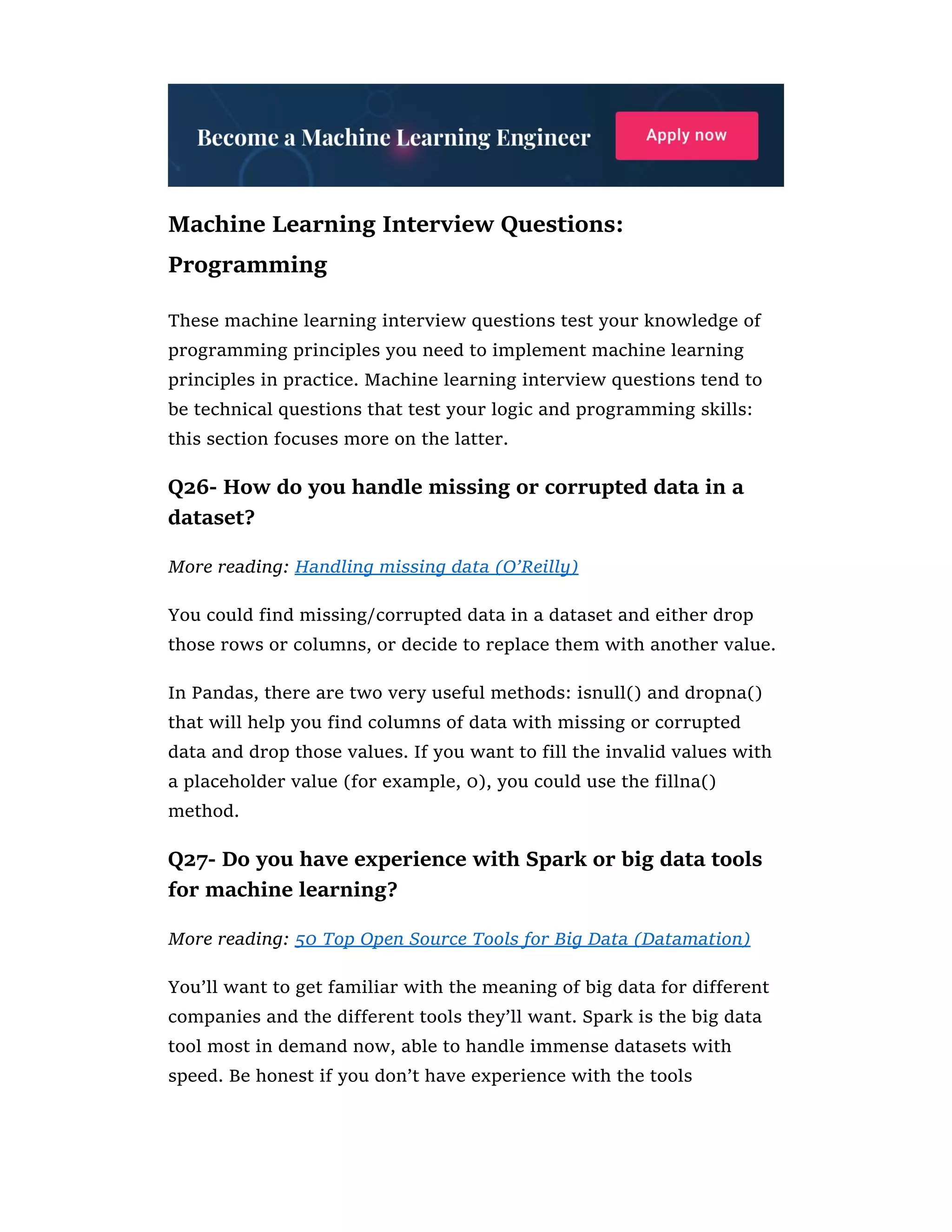 Machine Learning Interview Questions Answers | PDF
