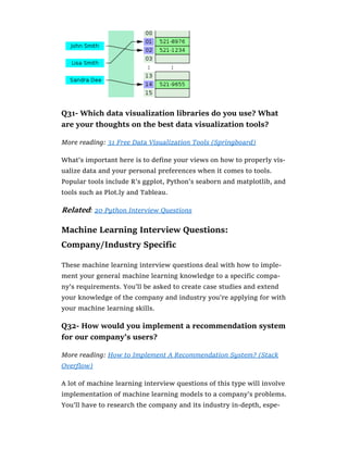 Machine Learning Interview Questions Answers | PDF
