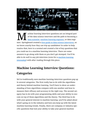 Machine Learning Interview Questions Answers | PDF