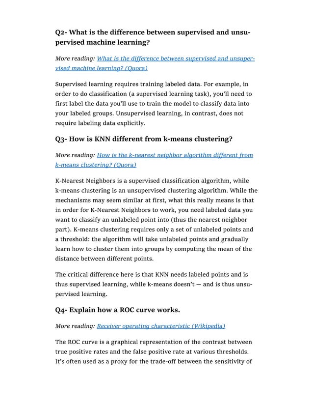 Machine Learning Interview Questions Answers | PDF