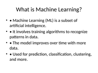 PowerPoint presentation on Introduction to Machine Learning | PPTX