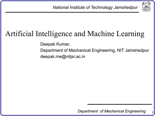 Machine Learning Lecture Number one | PPT