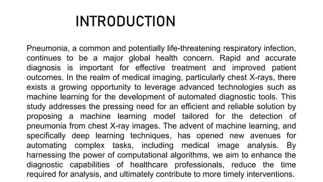 MACHINE LEARNING MODEL FOR PNEUMONIA DETECTION FROM CHEST.pptx | Lung ...