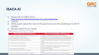 GRC 2020 - IIA - ISACA Machine Learning Monitoring, Compliance and ...