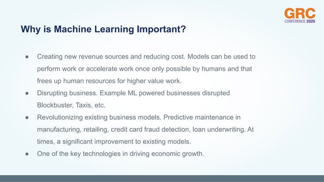 GRC 2020 - IIA - ISACA Machine Learning Monitoring, Compliance and Governance | PPT