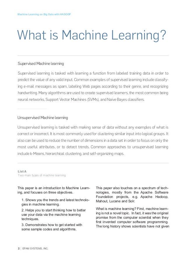 Machine Learning On Big Data With Hadoop