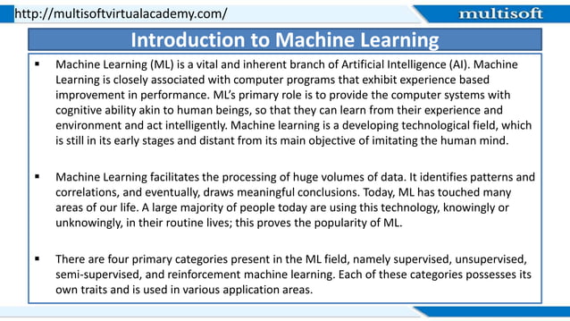 Machine learning online courses | multisoft virtual academy | PPT