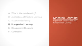 Supervised Unsupervised and Reinforcement Learning | PPTX