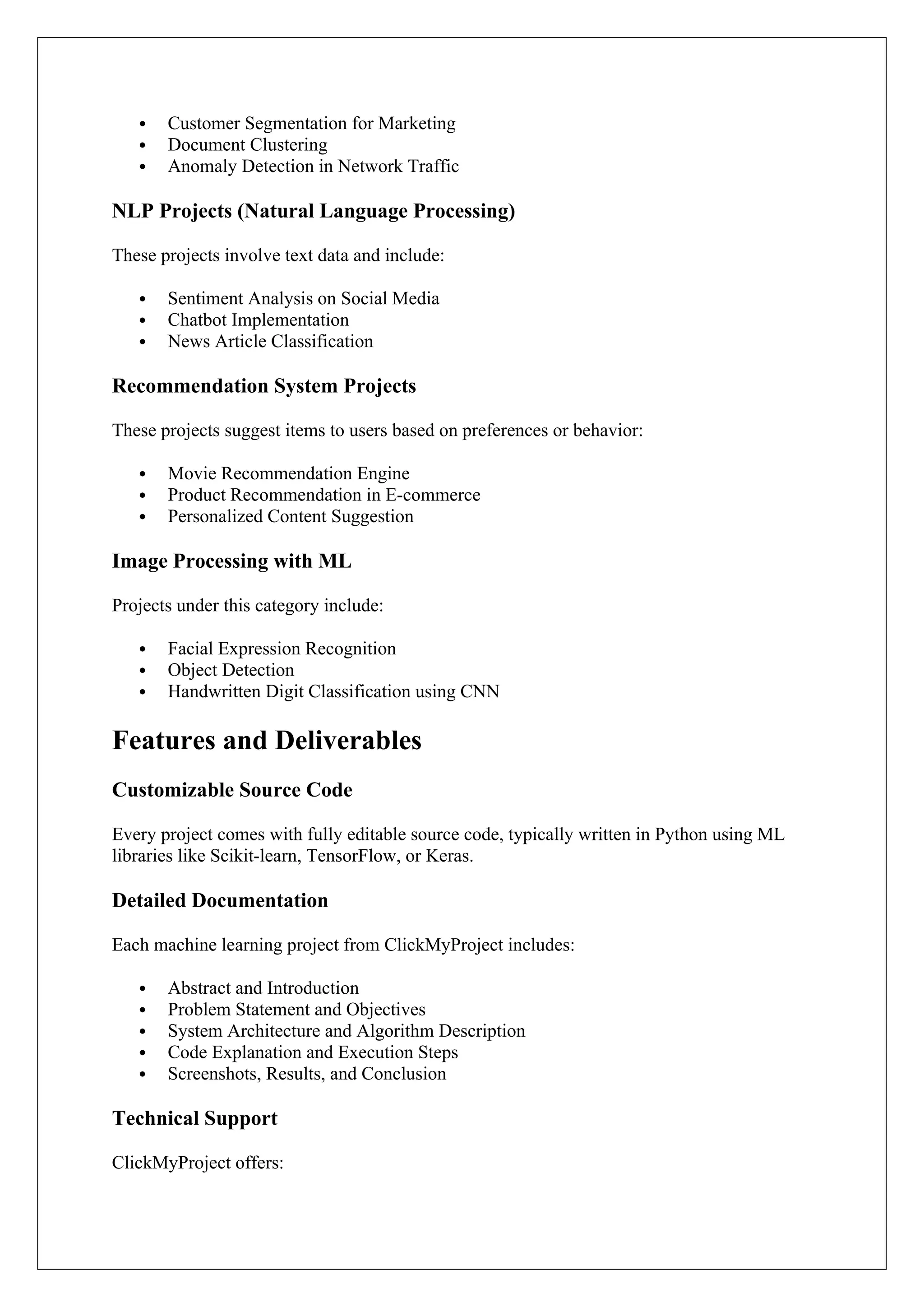 Machine Learning Projects Clickmyproject Docx