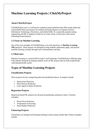 Machine Learning Projects | ClickMyProject | DOCX