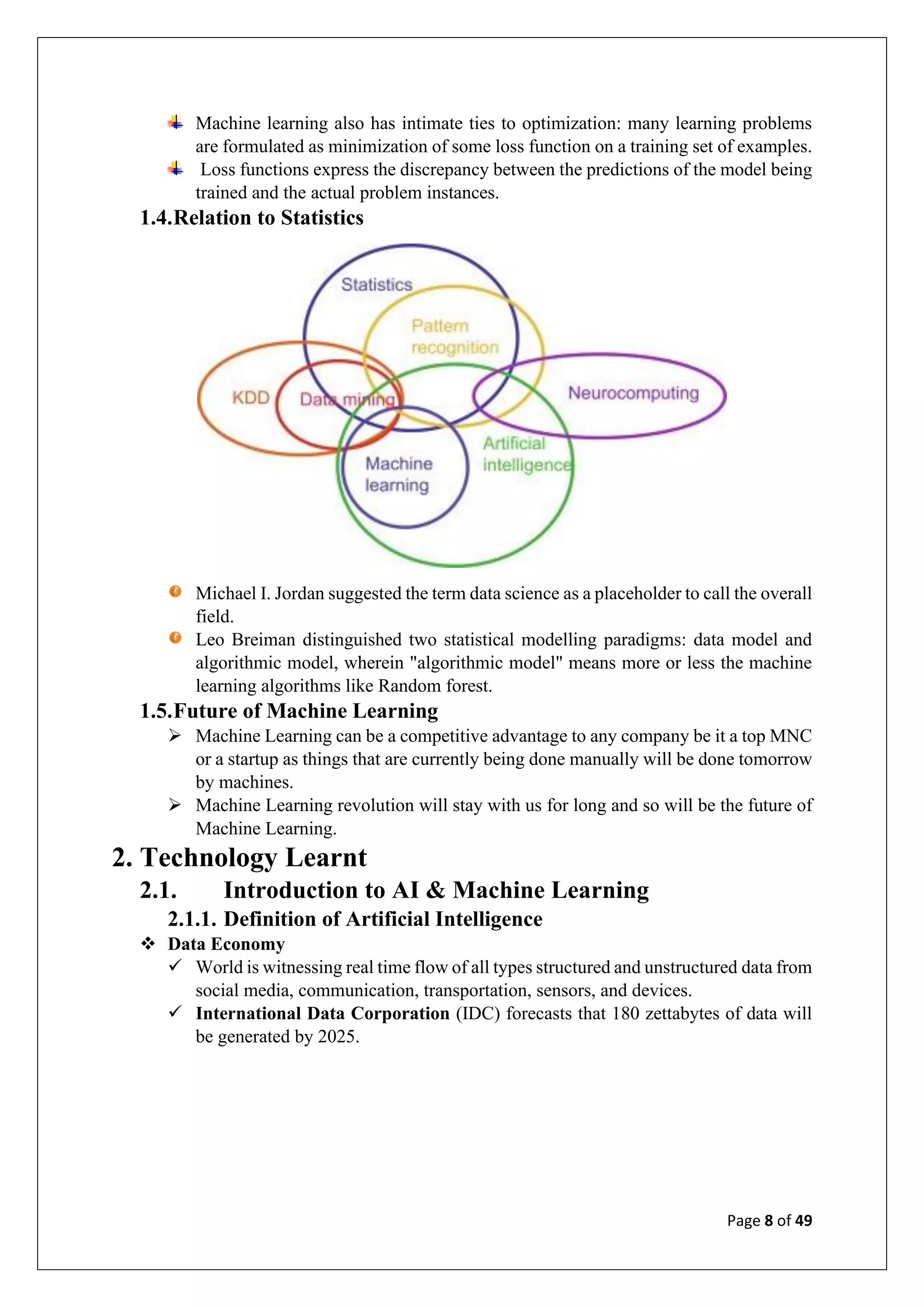 Machine learning Summer Training report | PDF