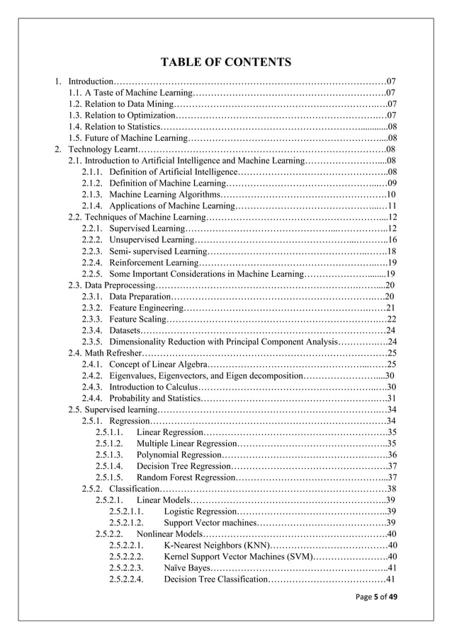 Machine learning Summer Training report | PDF | Technology Industry | Industries