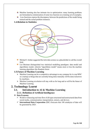Machine learning Summer Training report | PDF