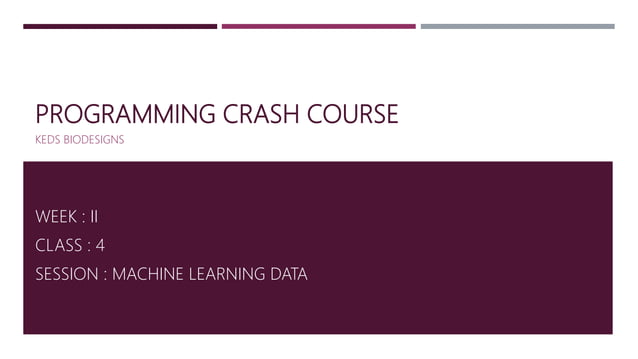 Machine learning session 4 | PPT