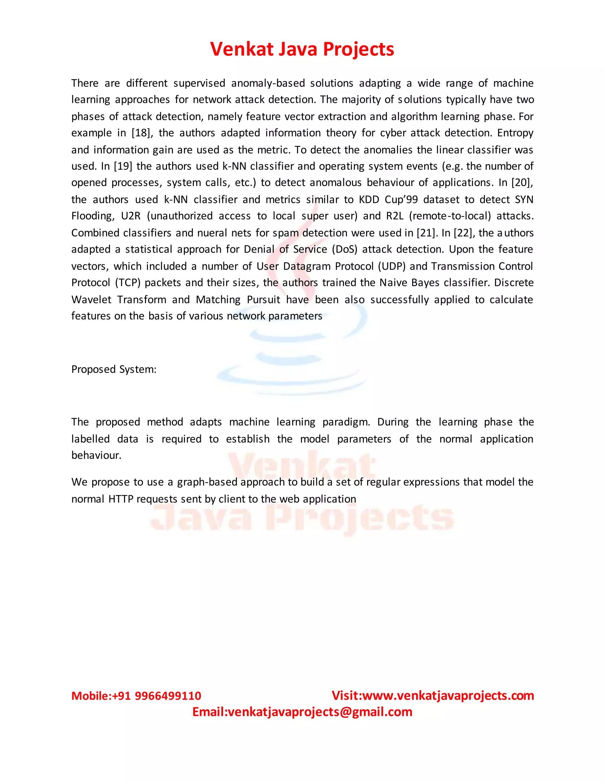 Machine Learning Techniques Applied To Detect Cyber Attacks On Web