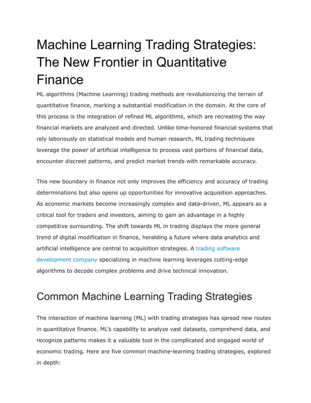 Machine Learning Trading Strategies_ The New Frontier in Quantitative Finance.pdf | Artificial ...