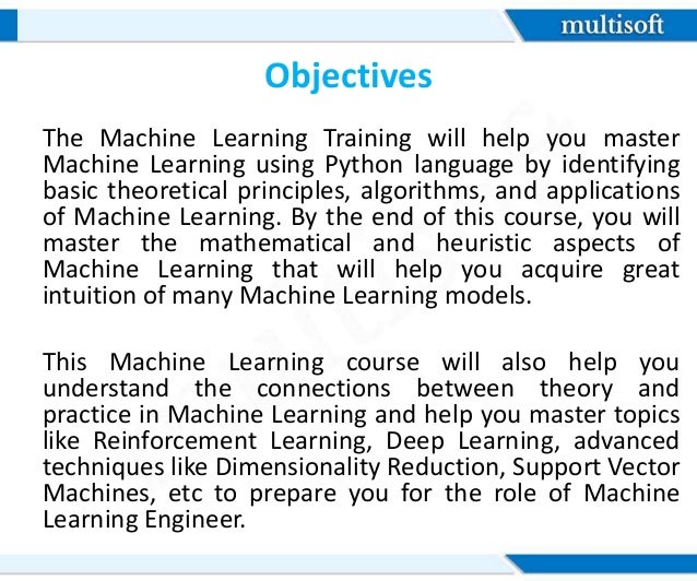Machine Learning Training @ Multisoft Systems
