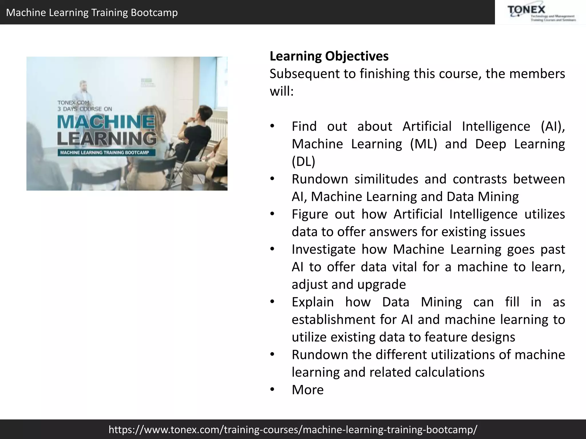 Most Advanced Machine learning Training Bootcamp - Tonex Training | PPTX