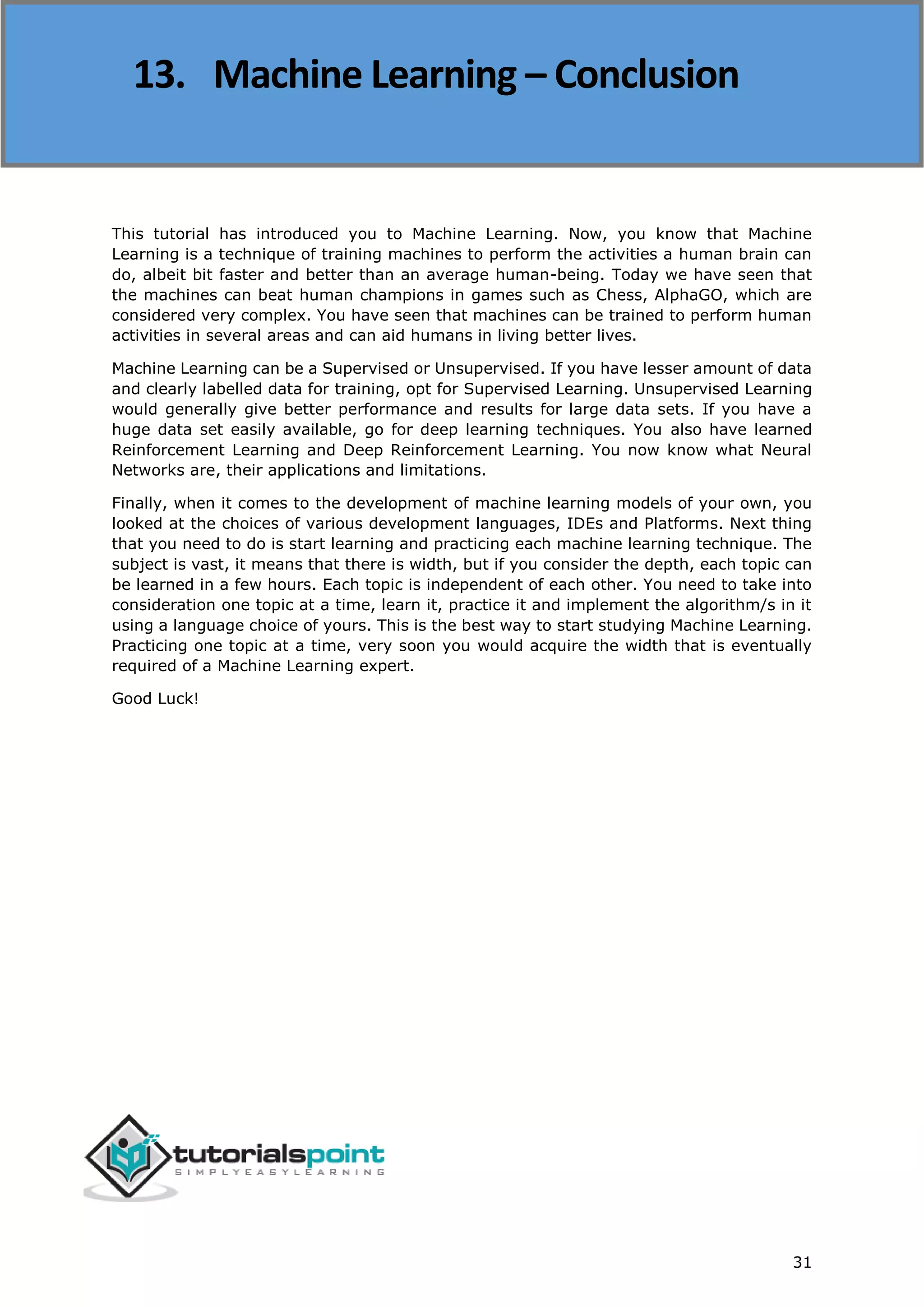 Machine learning tutorial | PDF